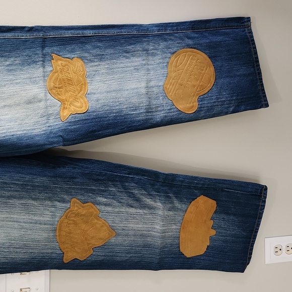 Unk | Jeans | Vintage Mens Unk Nba Leather Patch Baggy Fit Jeans Sz 4 ...